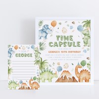 Spanish Dino Theme Time Capsule, Time Capsule & Matching Note Card ...