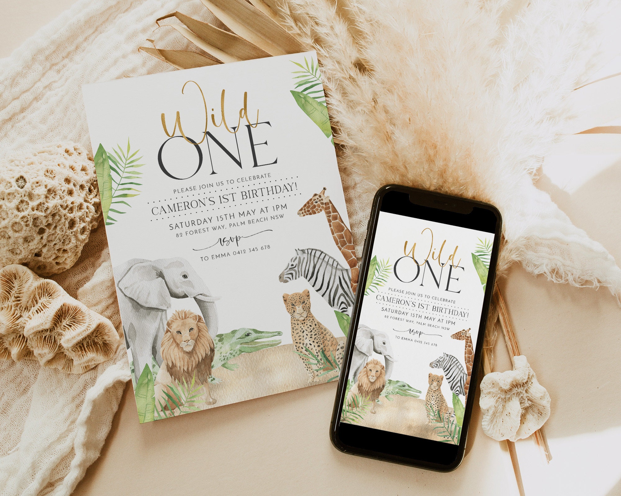 Wild One Birthday Boy Invitation Wild One Invitation | Etsy