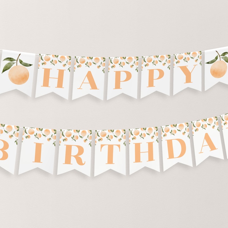 Orange Happy Birthday Banner - Etsy