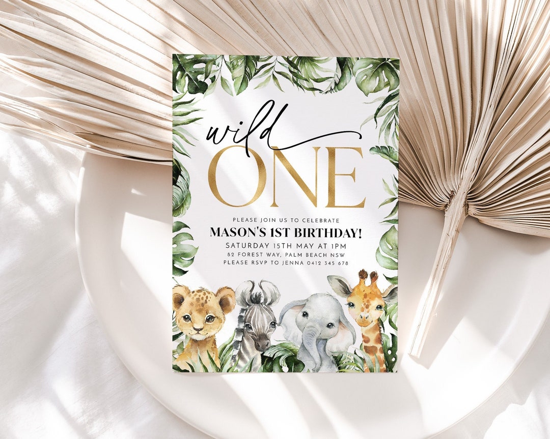 Wild One Birthday Boy Invitation, Wild One Invitation Printable, Safari ...