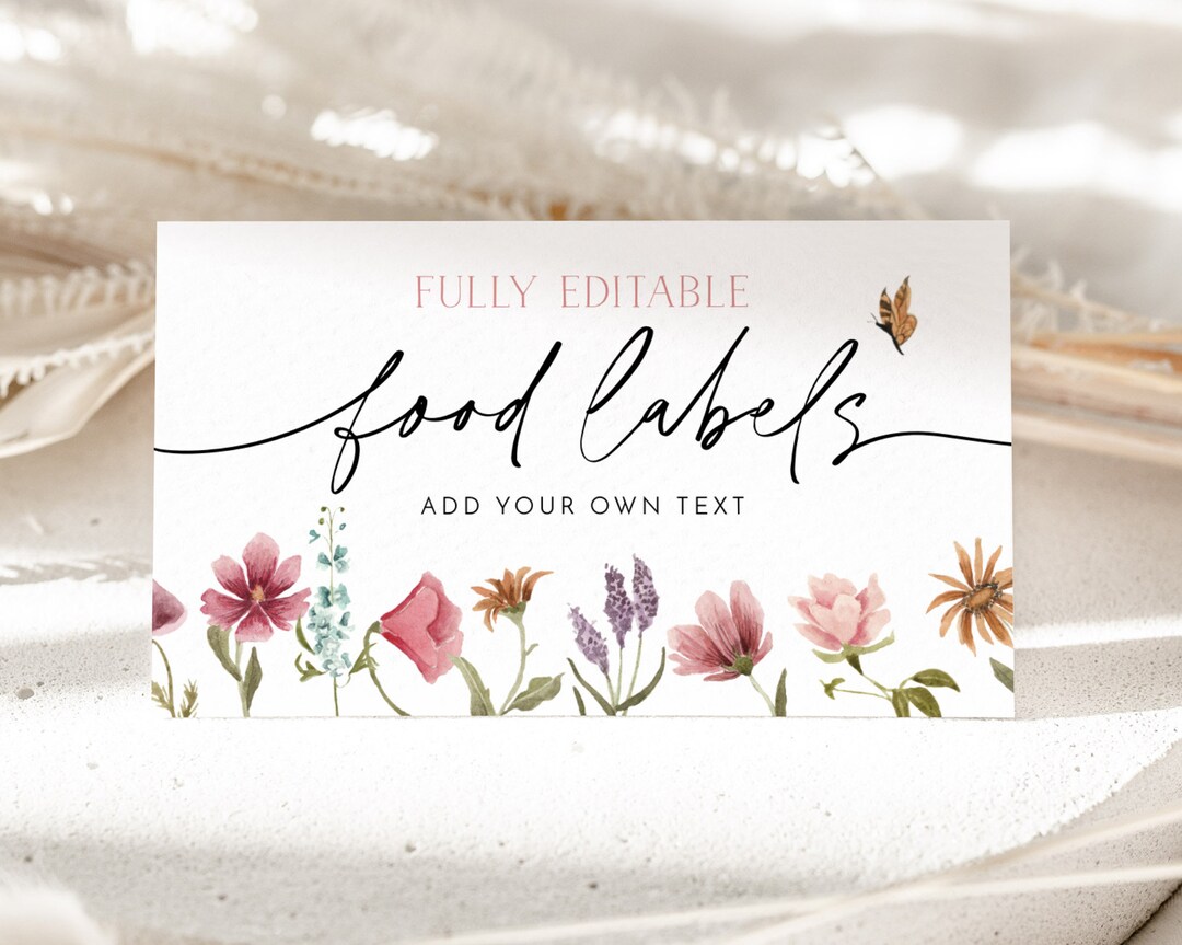 Wildflower Food Labels, Flower Birthday Food Label Cards, Food Tent ...