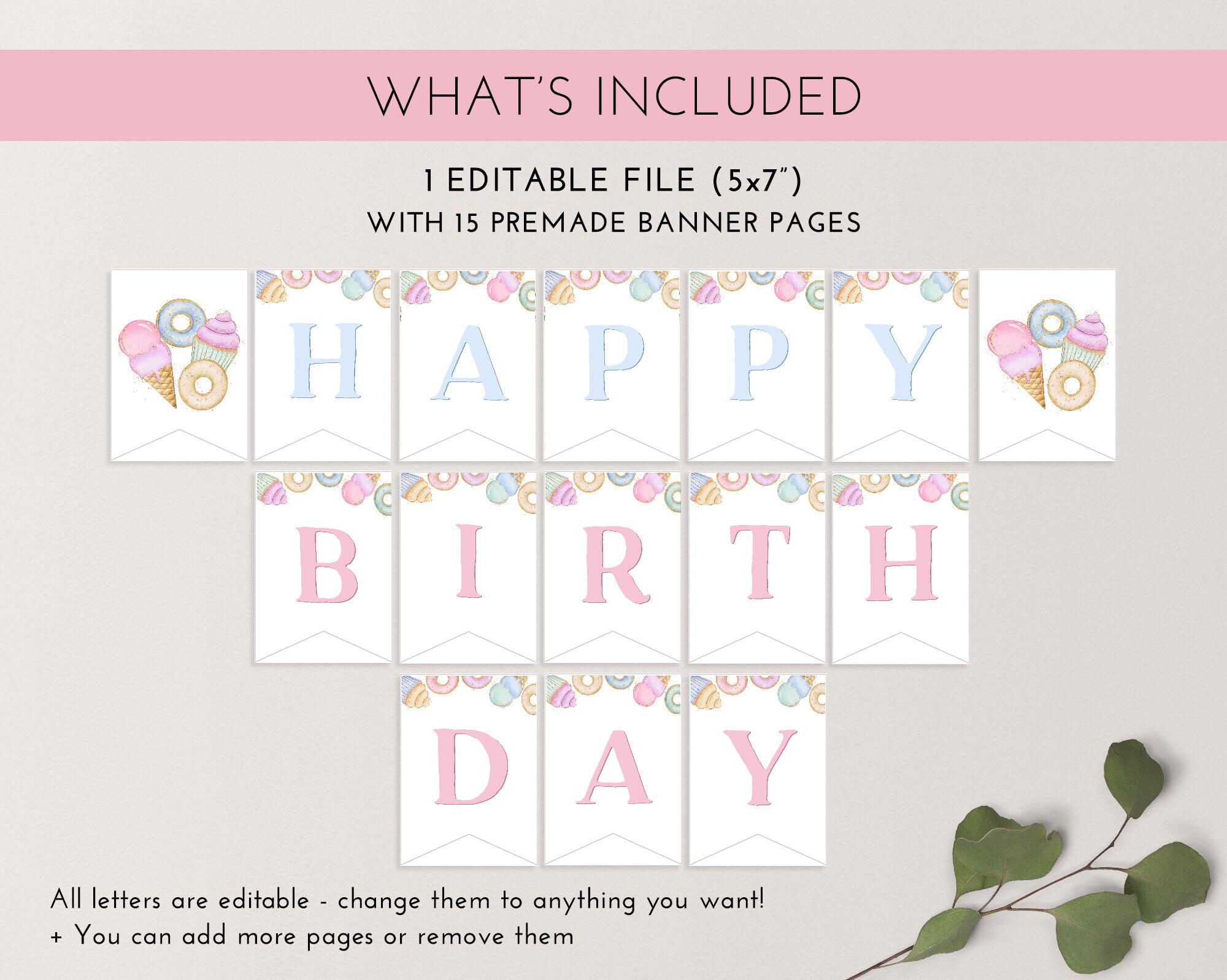 Sweet One Birthday Banner Printable, Happy 1st Birthday Banner, First ...