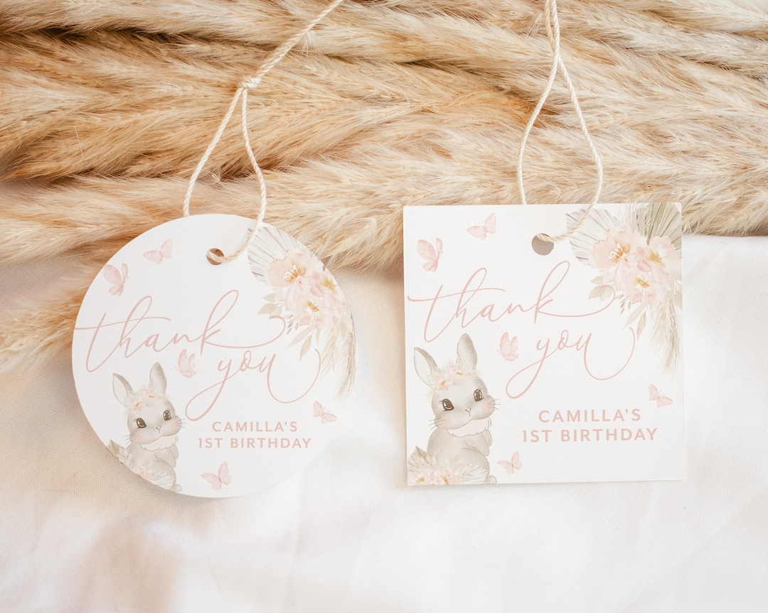 Some Bunny is One Favor Tag, Birthday Thank You Tags, Boho Bunny ...