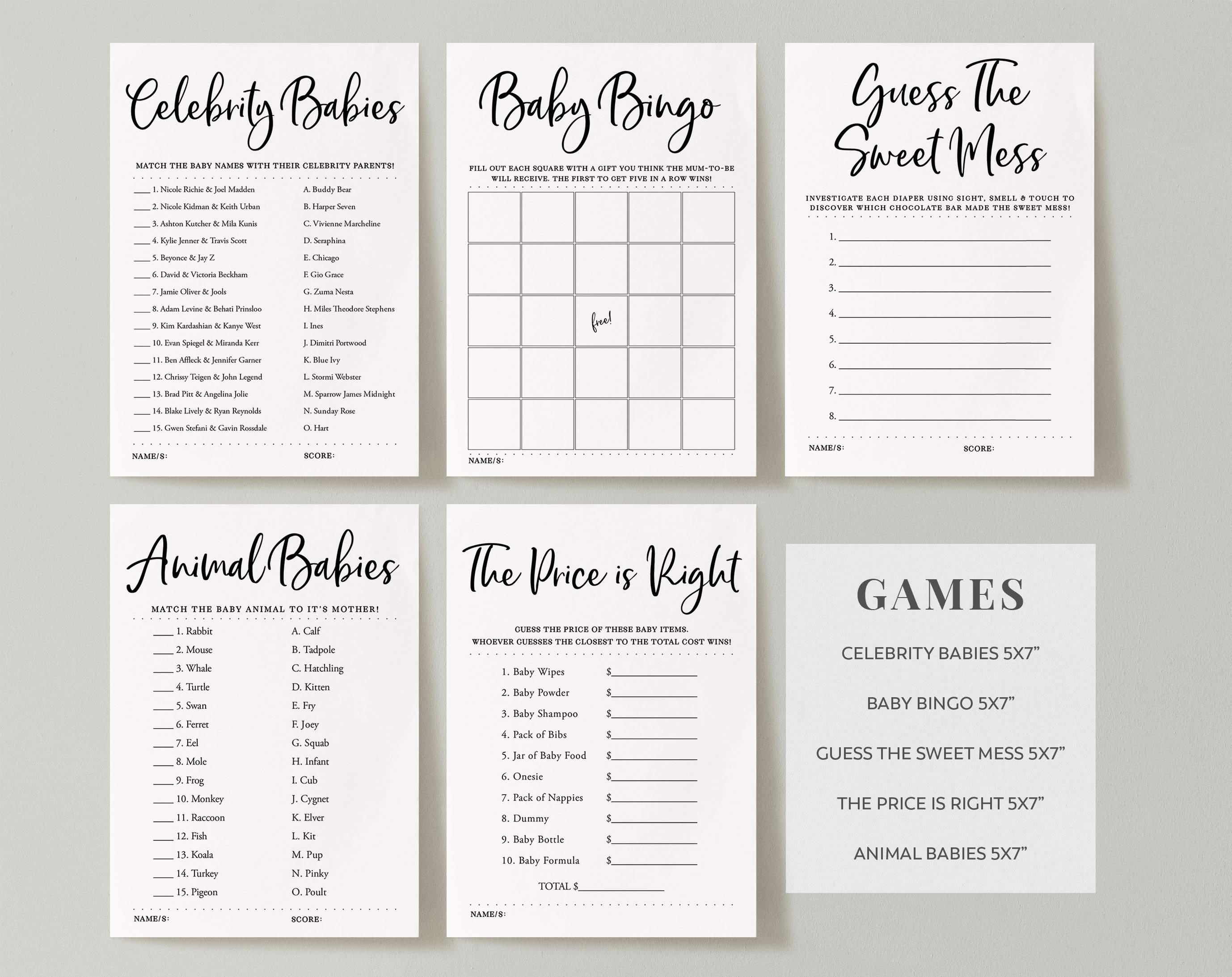 Baby Shower Games Printable Gender Neutral Baby Shower | Etsy