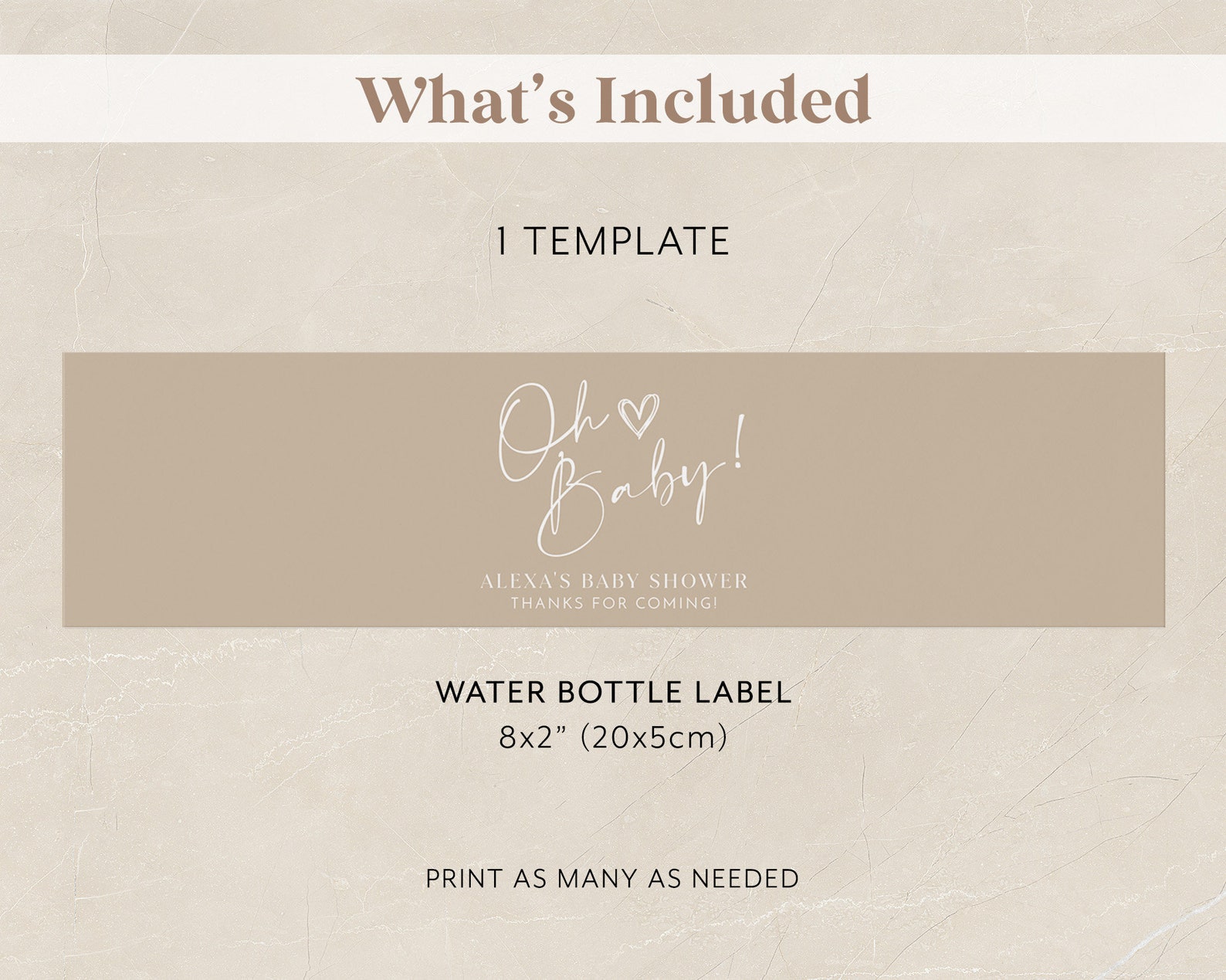 Neutral Water Bottle Label, Minimal Baby Shower Water Labels, Printable ...