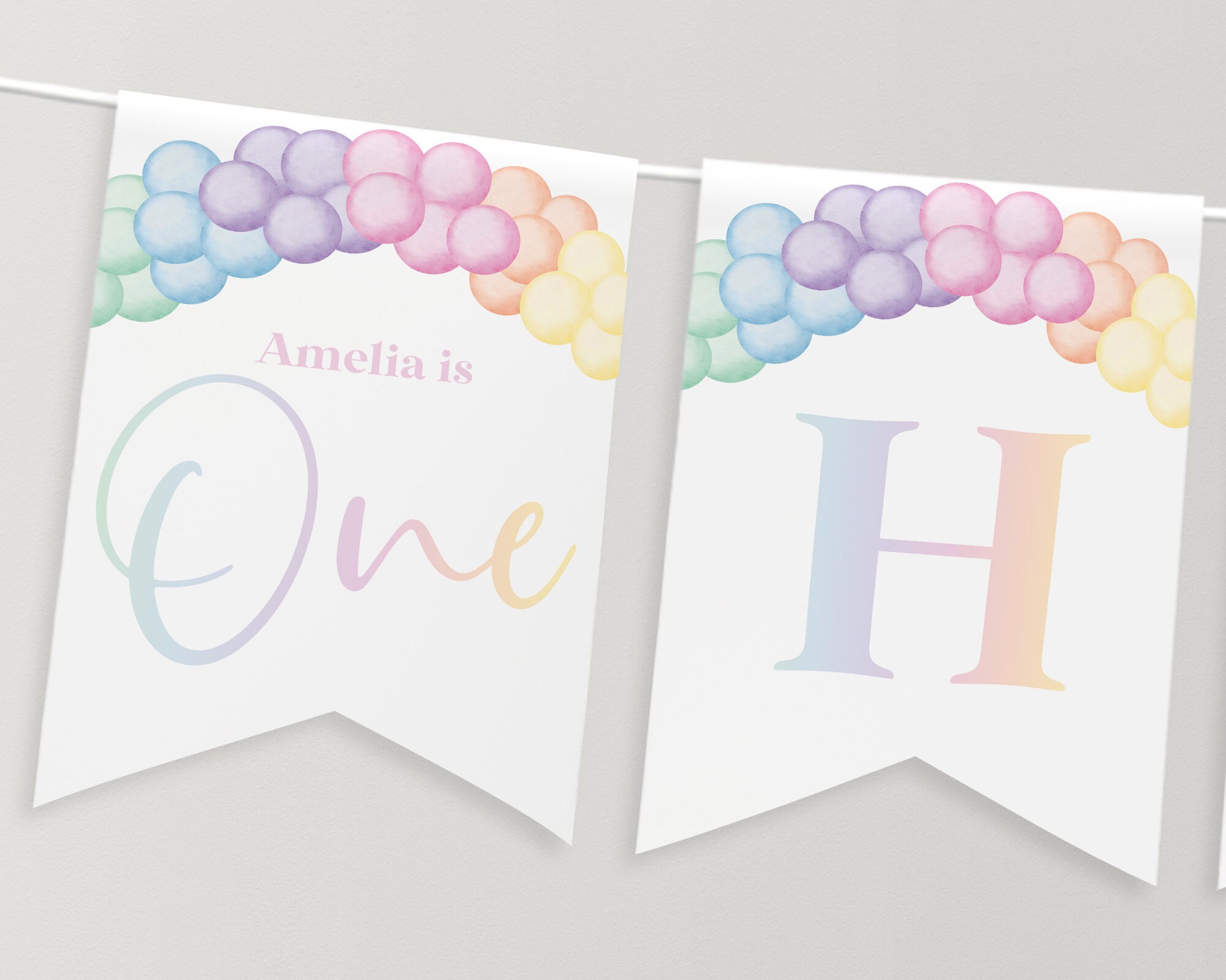 Pastel Rainbow Birthday Banner Printable Happy Birthday - Etsy