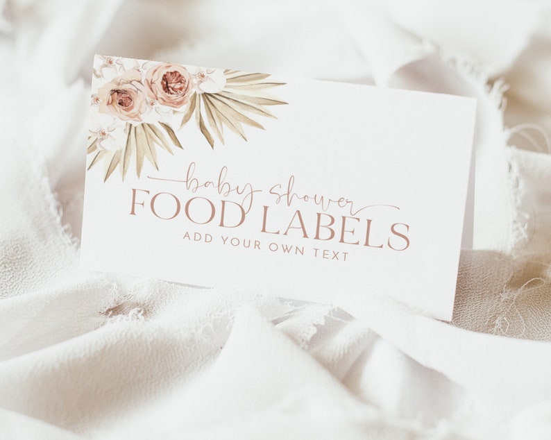 Baby Shower Food Labels, Boho Food Label Card, Food Tent Cards, Food ...