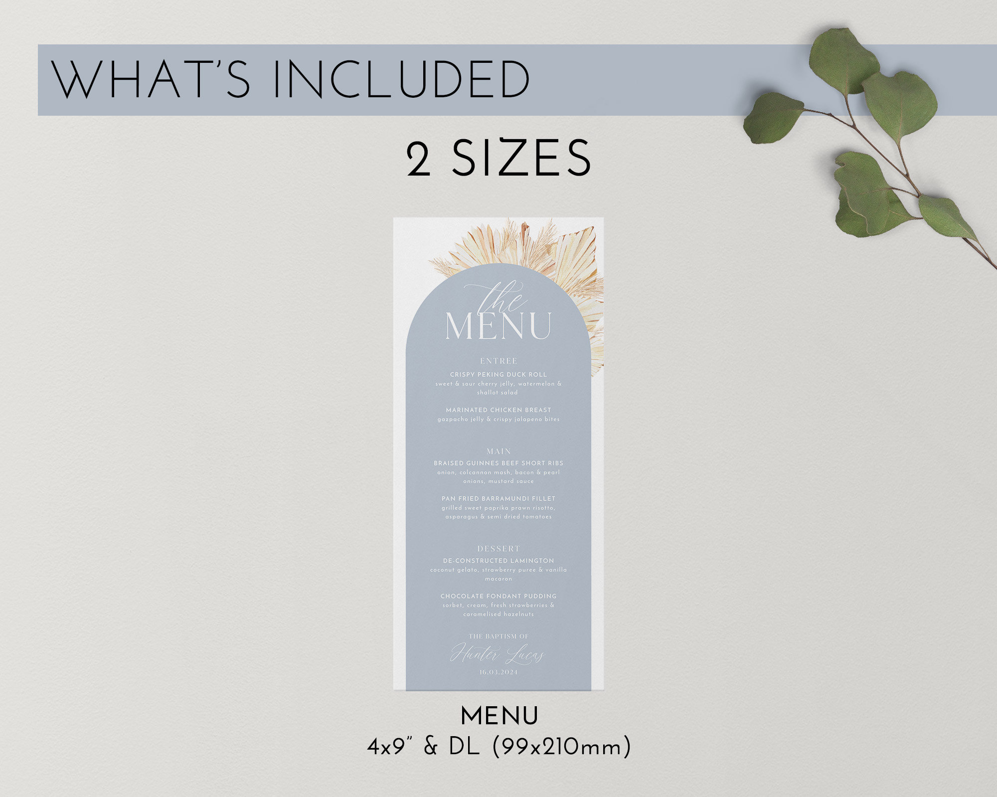 Blue Boys Baptism Menu Template Printable Christening Menu | Etsy