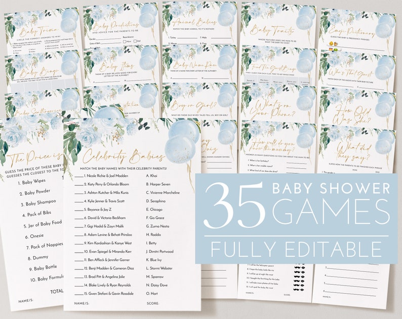 Baby Shower Games Boy Baby Shower Editable Games Printable - Etsy