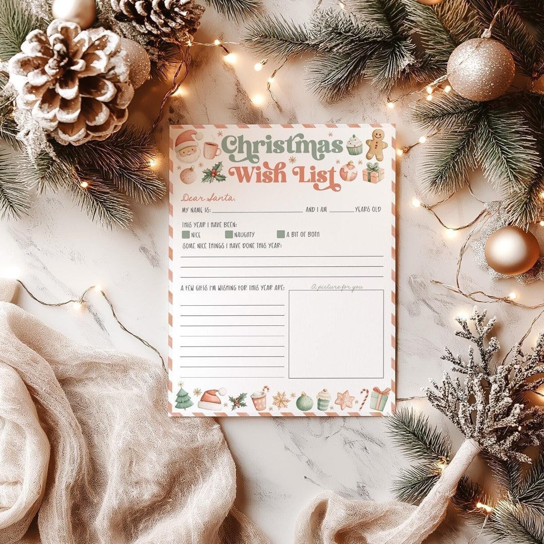 Christmas Wish List Printable, Letter to Santa, Christmas Printable for ...