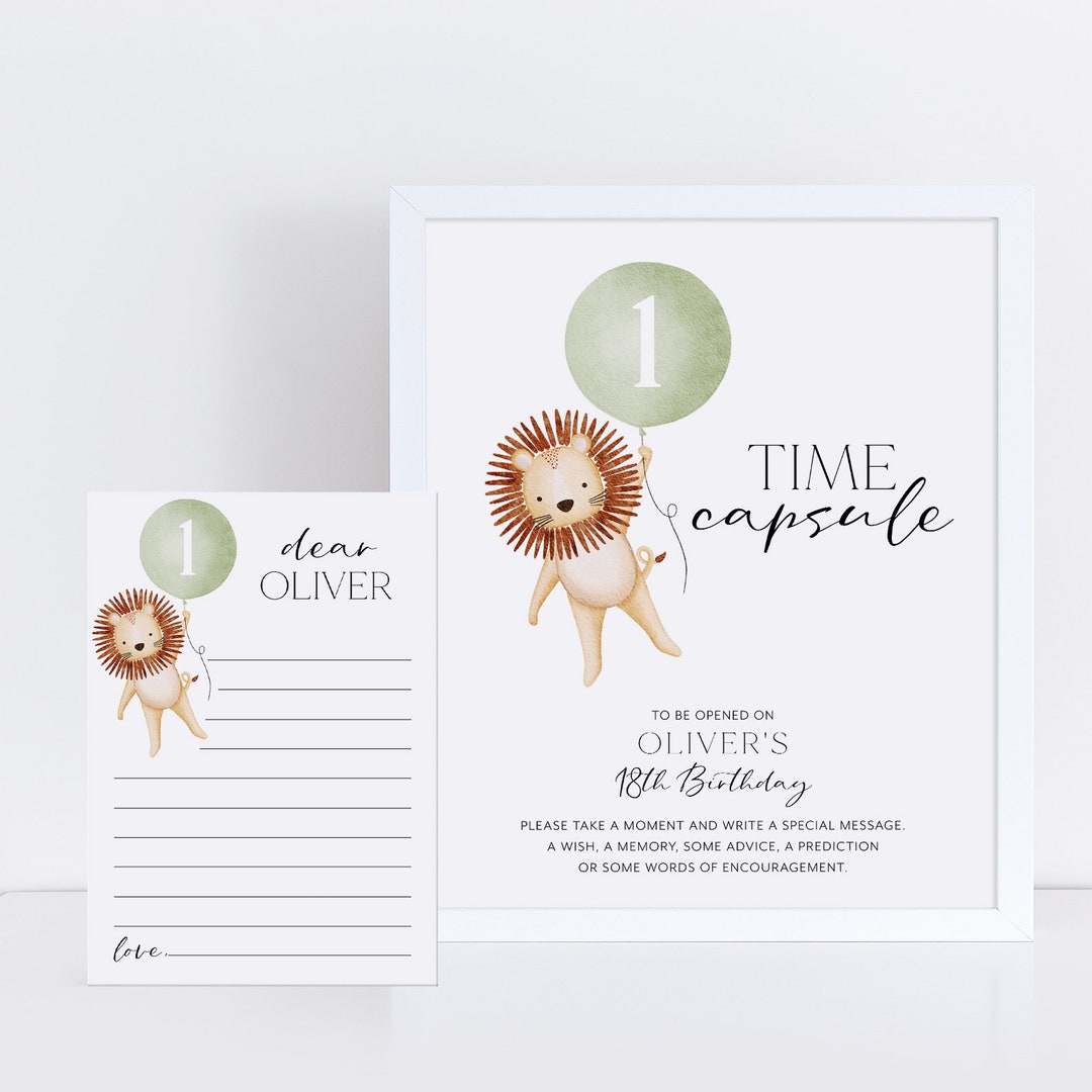 Lion Time Capsule, Wild One 1st Birthday Time Capsule Sign, Birthday ...