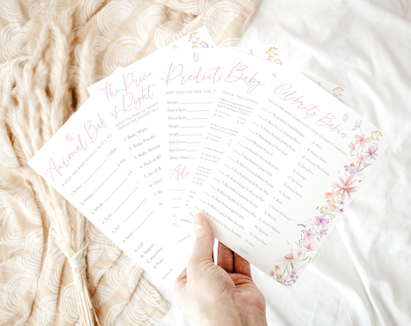 Wildflower Baby Shower Games, Baby in Bloom Games, Floral Baby Shower ...