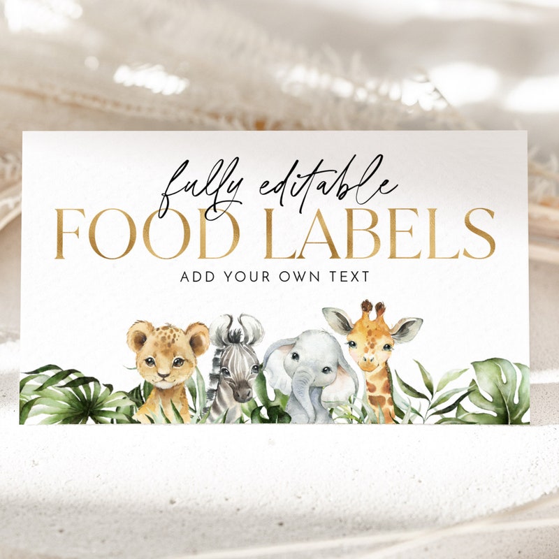 Safari Food Labels - Etsy