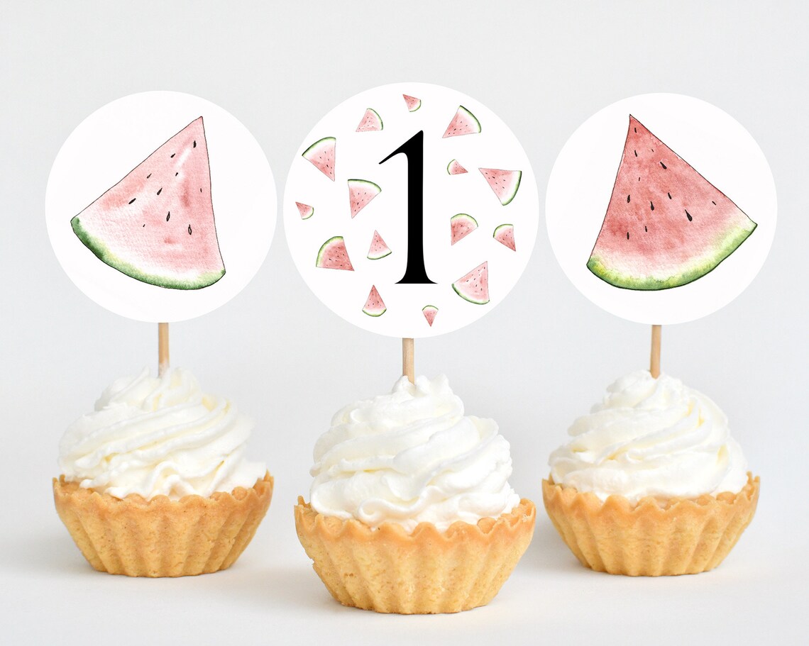 Melon Cupcake Toppers Printable Cupcake Topper Watermelon - Etsy