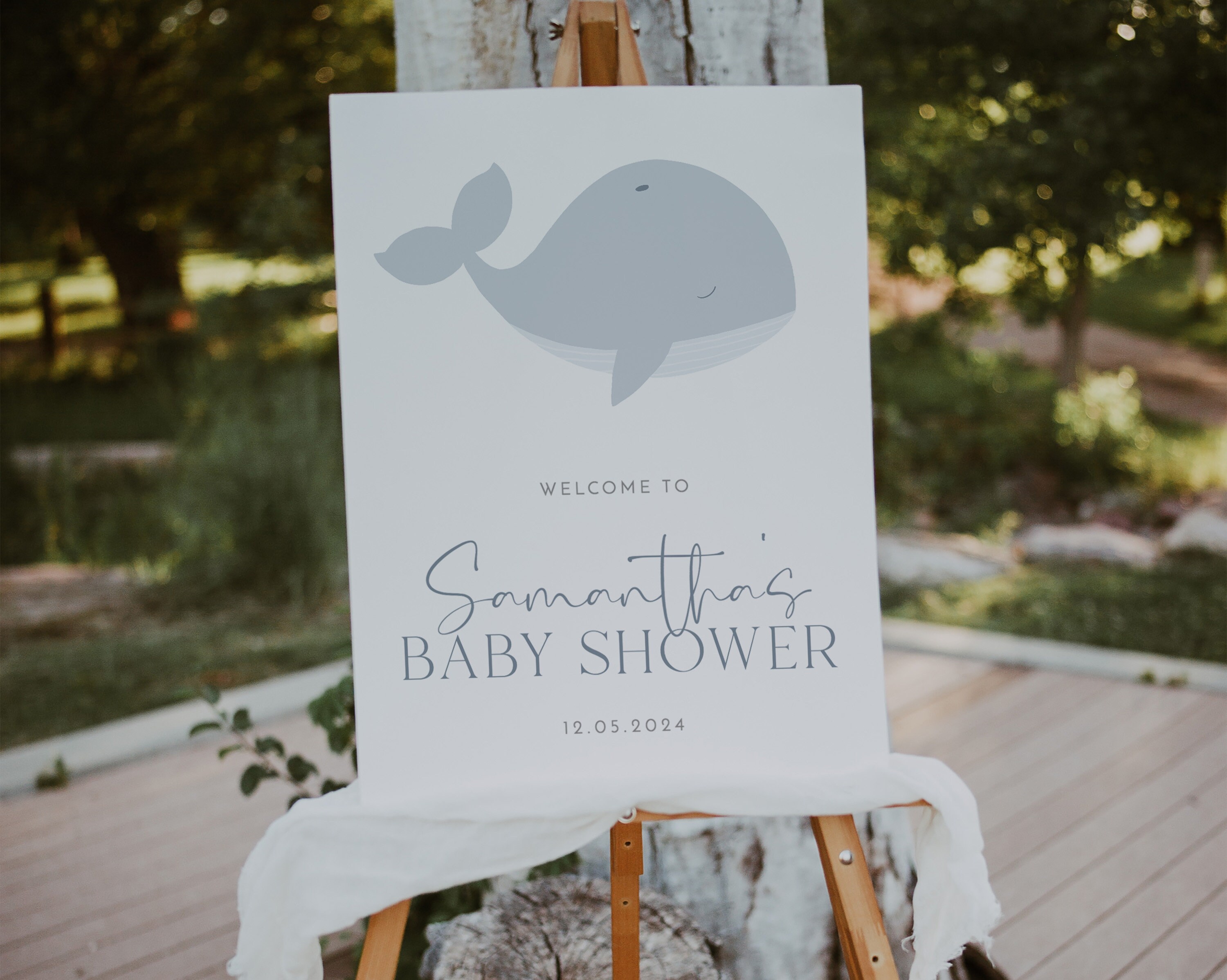 Whale Welcome Sign, Whale Baby Shower Welcome Sign, Boy Baby Shower ...
