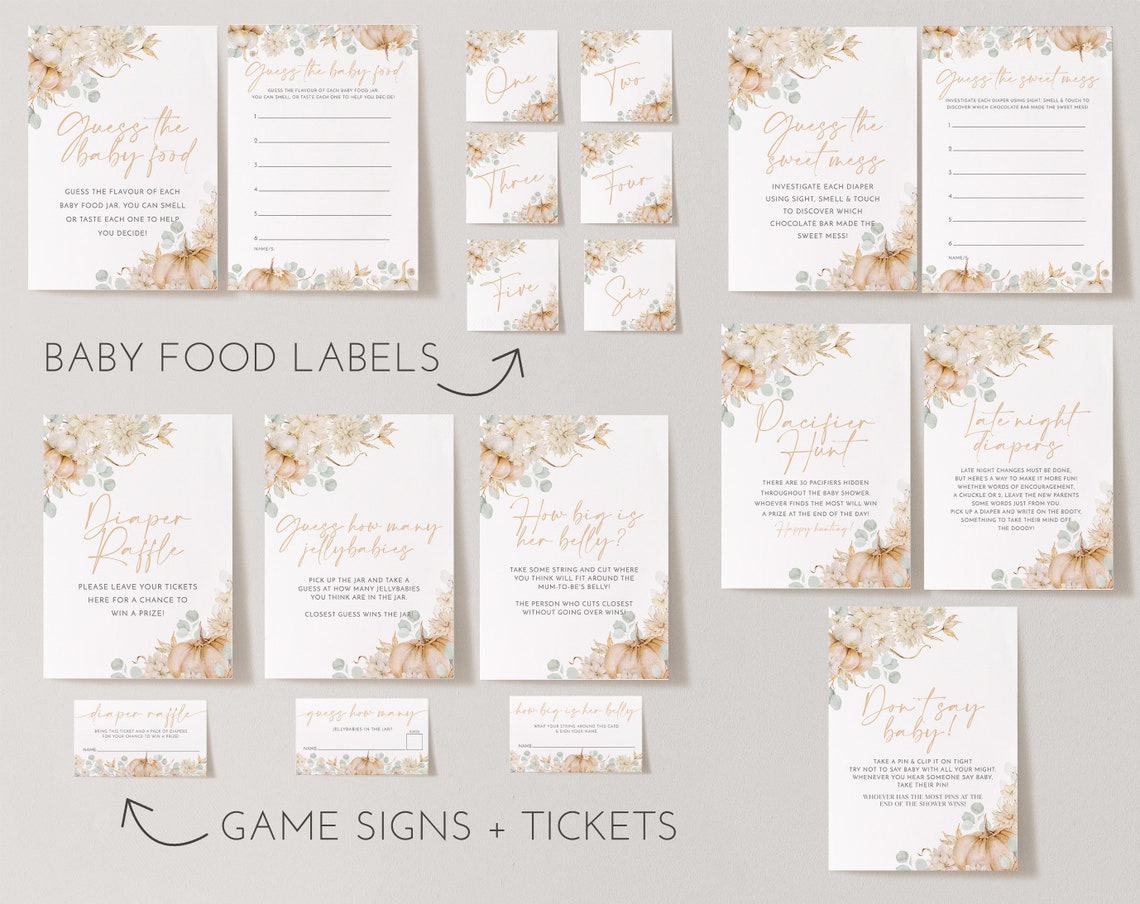 Pumpkin Baby Shower Games Gender Neutral Little Pumpkin Fall - Etsy