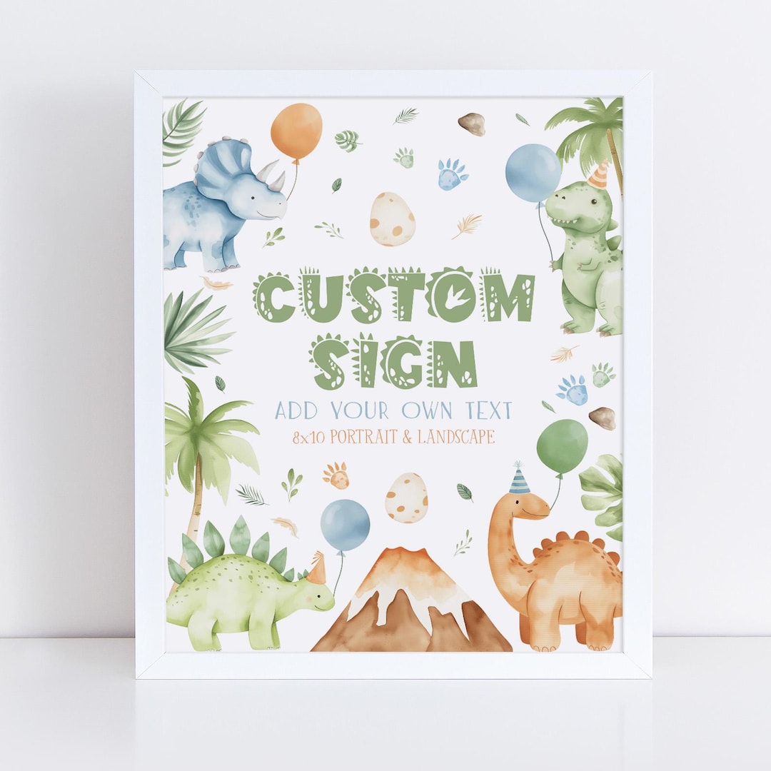 Dinosaur Birthday Signs Printable, Dinosaur Editable Sign 8x10 Custom ...