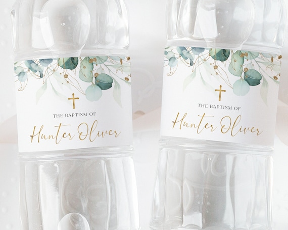 Baptism Water Bottle Label Christening Water Label Printable | Etsy