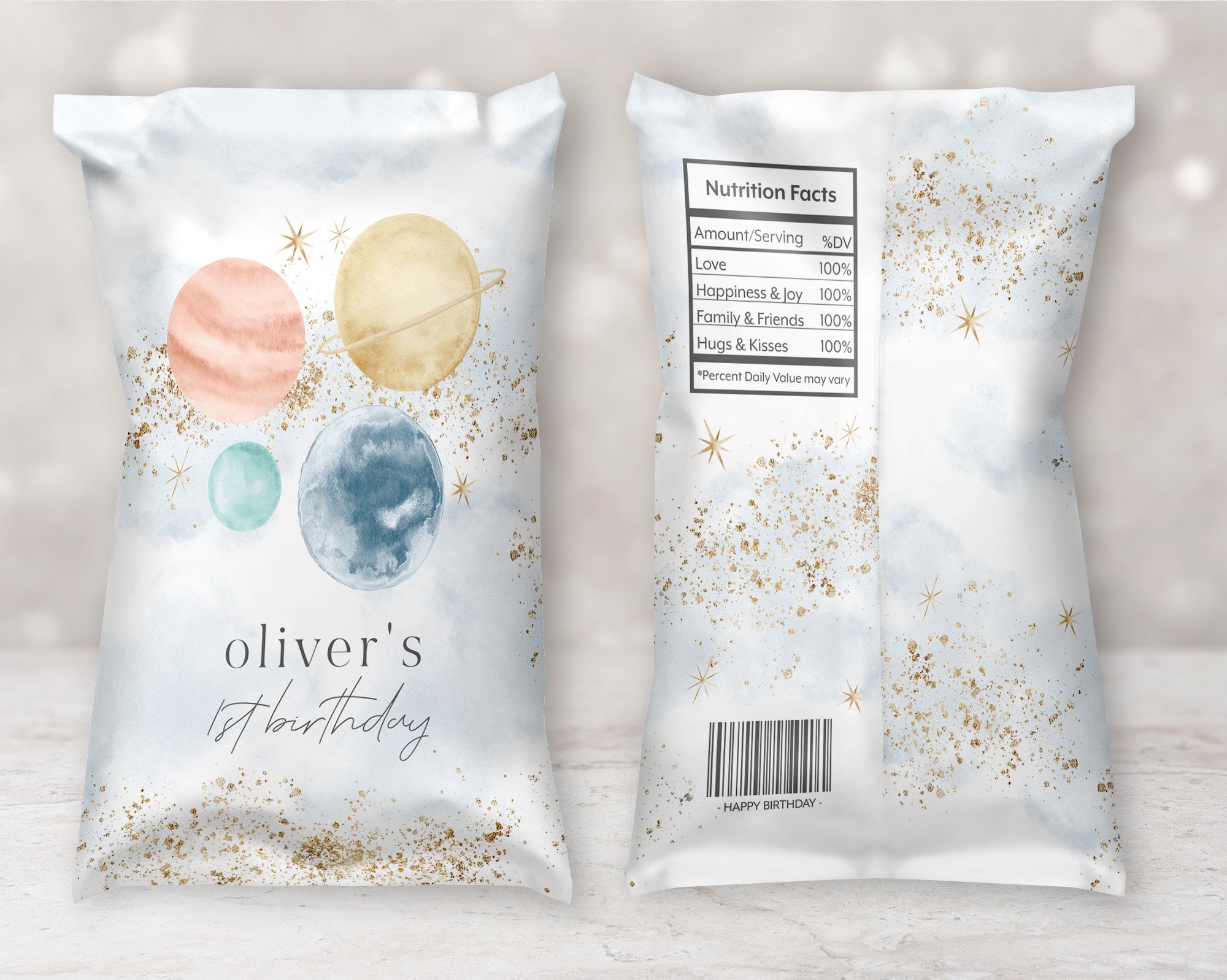 Chip Bag Wrapper Template Printable First Trip Around the Sun - Etsy