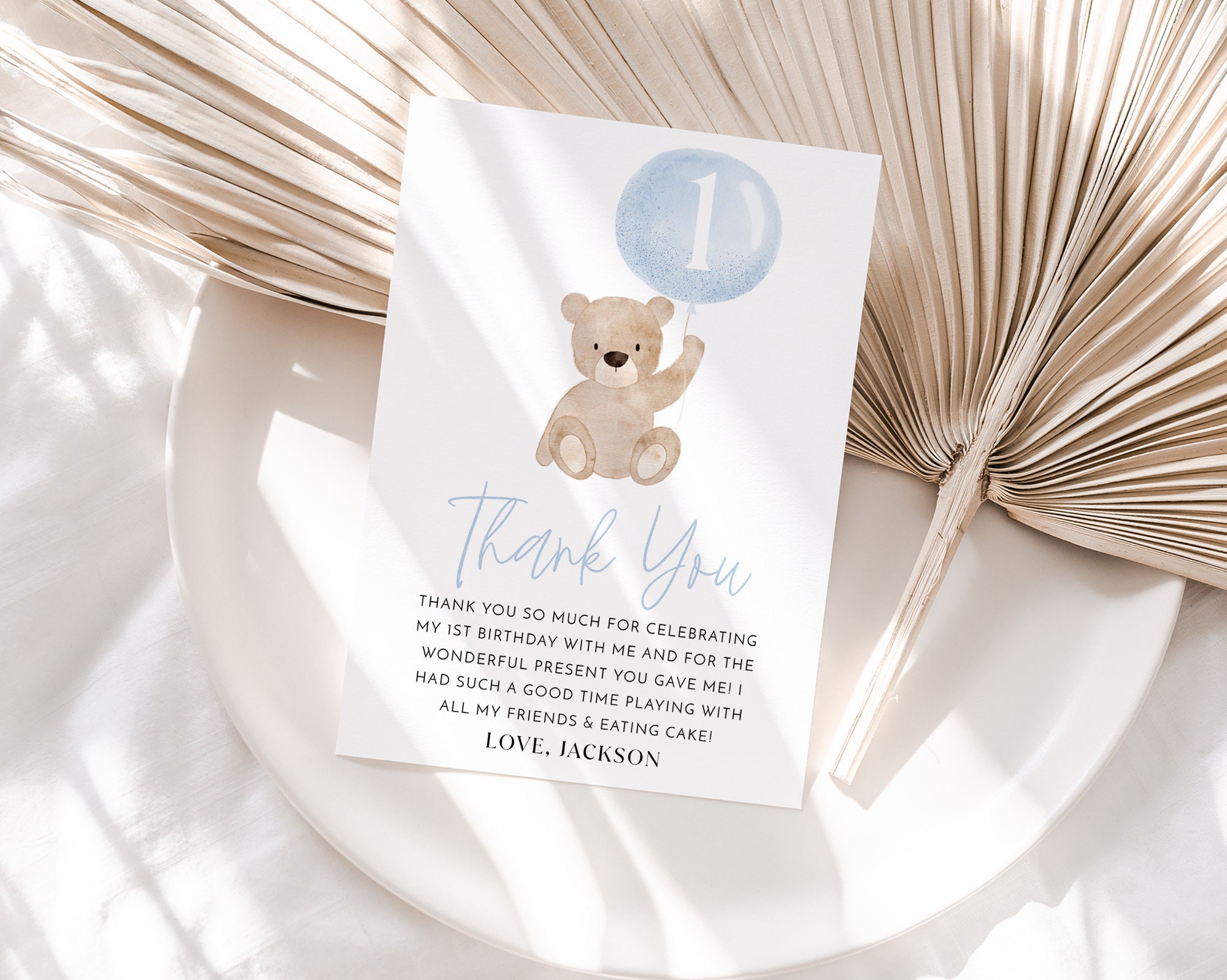 Bear Thank You Card Template Printable Thank You Card Thank | Etsy