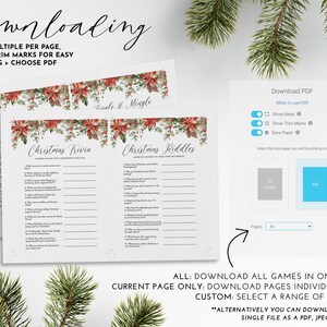 Modern Christmas Games, Printable Holiday Games, Red Flowers, Christmas ...