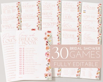 Floral Bridal Shower Games, Editable Bridal Shower Games Bundle ...