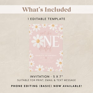 Daisy Birthday Invitation, Onederful Daisy 1st Birthday Invite, 1st ...