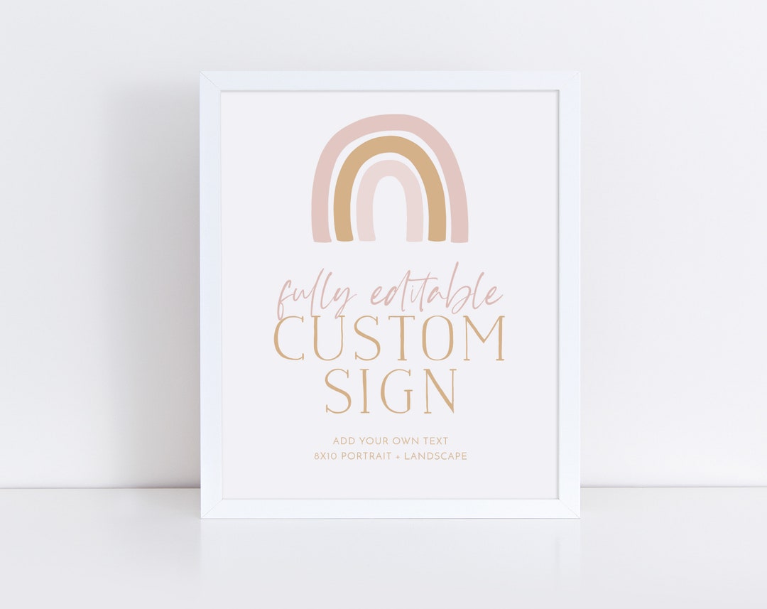Rainbow Editable Sign, Custom 8x10 Sign, Rainbow Editable Sign 8x10 ...