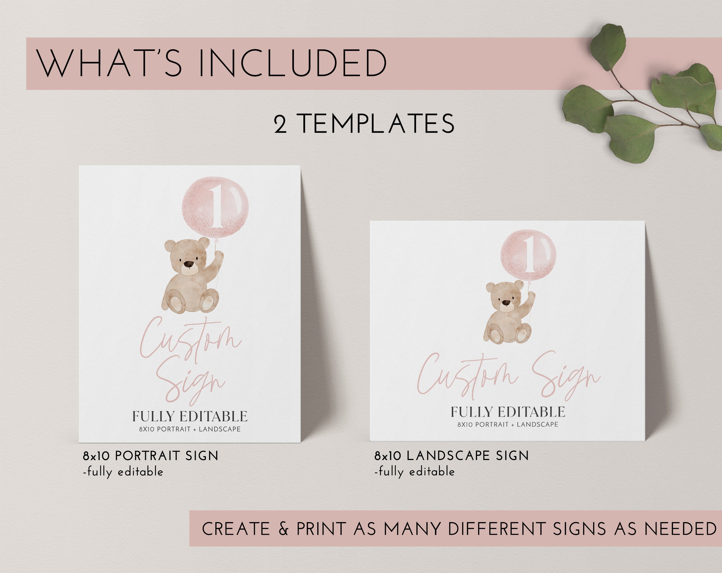 Bear Editable Signs Custom 8x10 Sign Bear Birthday Signs - Etsy