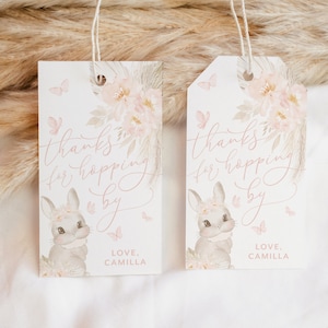 Some Bunny is One Favor Tag, Boho Bunny Birthday Thank You Tags ...