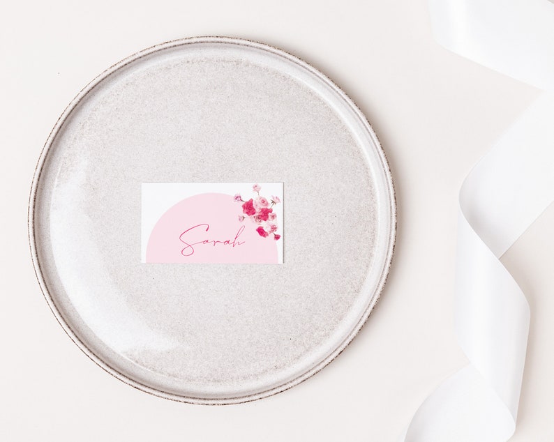 Pink Place Card Template Printable Place Cards Bridal Shower - Etsy