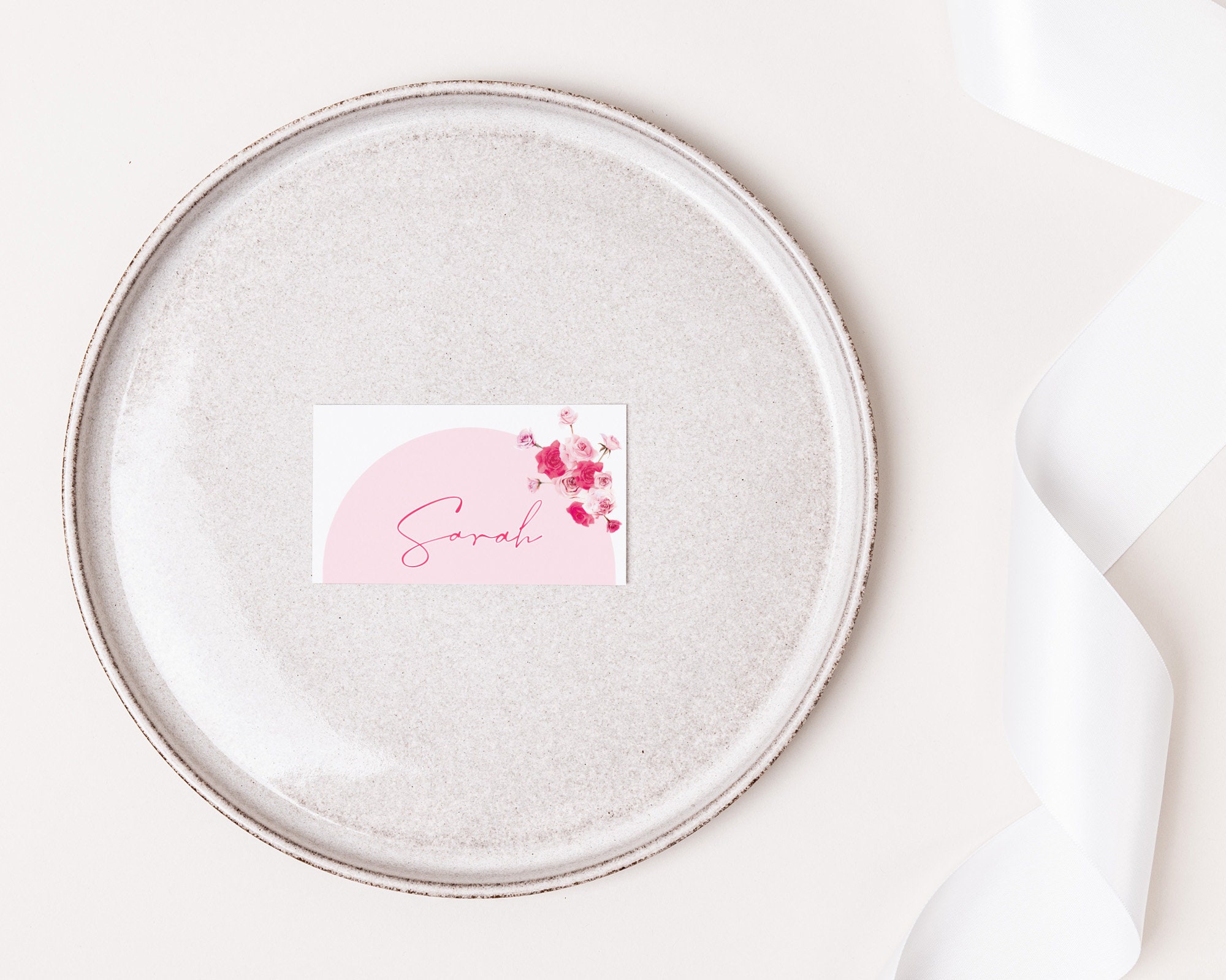 Pink Place Card Template, Printable Place Cards, Bridal Shower Place ...
