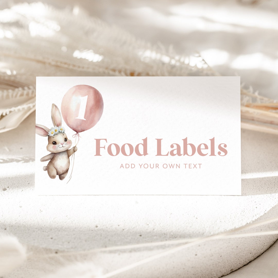 Some Bunny Food Labels, 1st Birthday Food Label Card, Food Tent Card ...