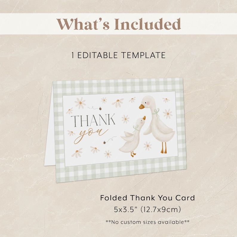 Goose Baby Shower Thank You Card Template (printable) - Etsy