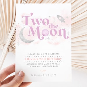 Two the Moon Birthday Invitation 2nd Birthday Party Invitation Girl ...