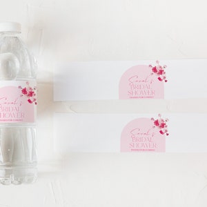 Pink Water Bottle Label, Bridal Shower Water Label, Printable Water ...