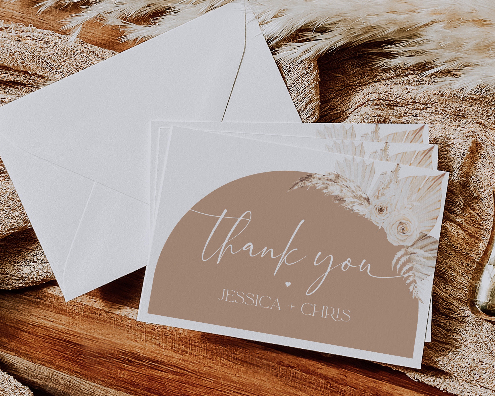 Boho Thank You Card Template, Printable Thank You Card, Baby Shower ...