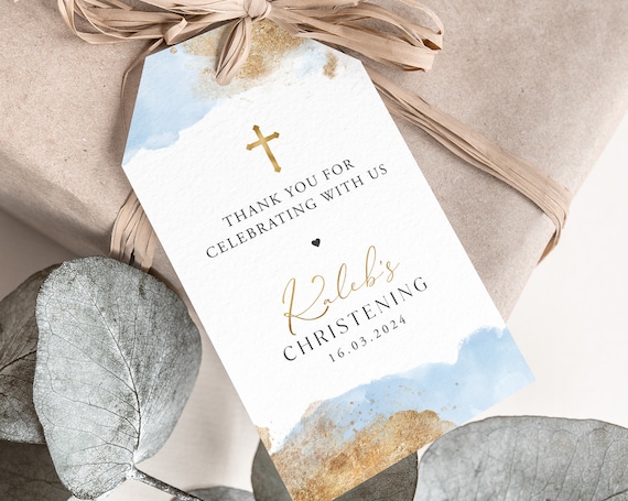 Baptism Favour Tags Editable Tags Christening Favor Tags | Etsy