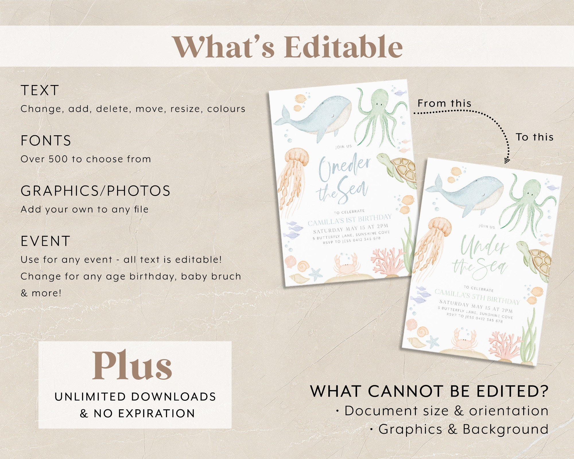 Under the Sea Welcome Sign Printable Oneder the Sea 1st - Etsy