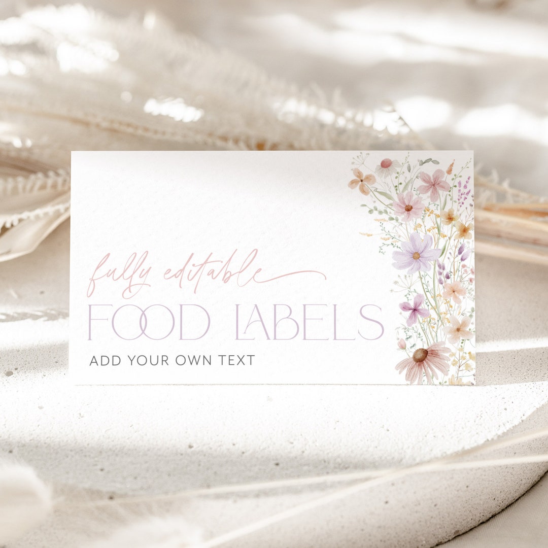 Wildflower Baby Shower Food Labels, Baby in Bloom Food Tent Cards ...