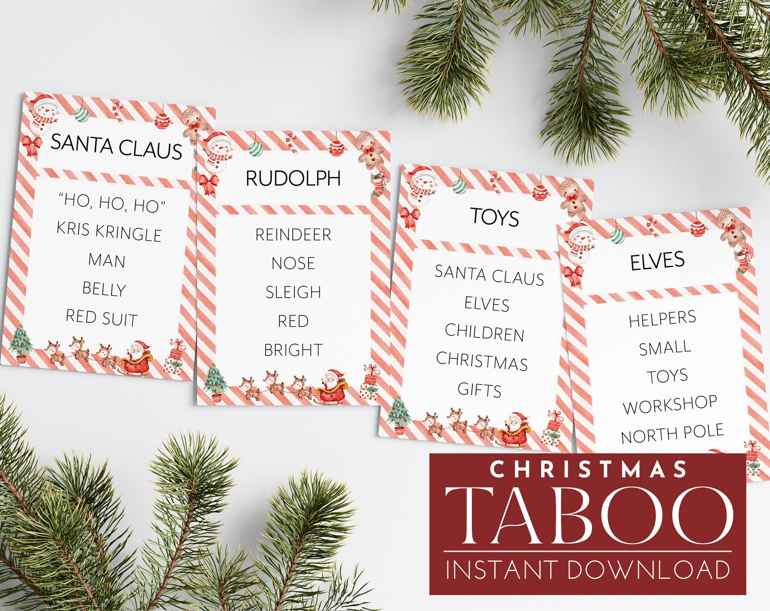 Christmas Taboo Game, Printable Holiday Game, Family Christmas Games ...