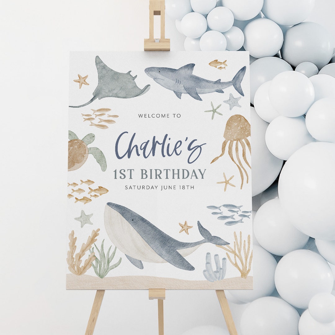Under the Sea Welcome Sign Printable, Oneder the Sea 1st Birthday ...