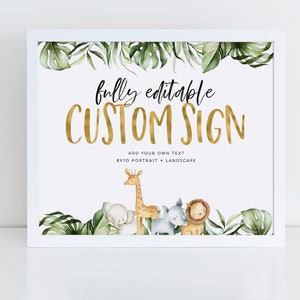 Wild One Editable Sign, Custom 8x10 Sign, Safari Editable Sign 8x10 ...