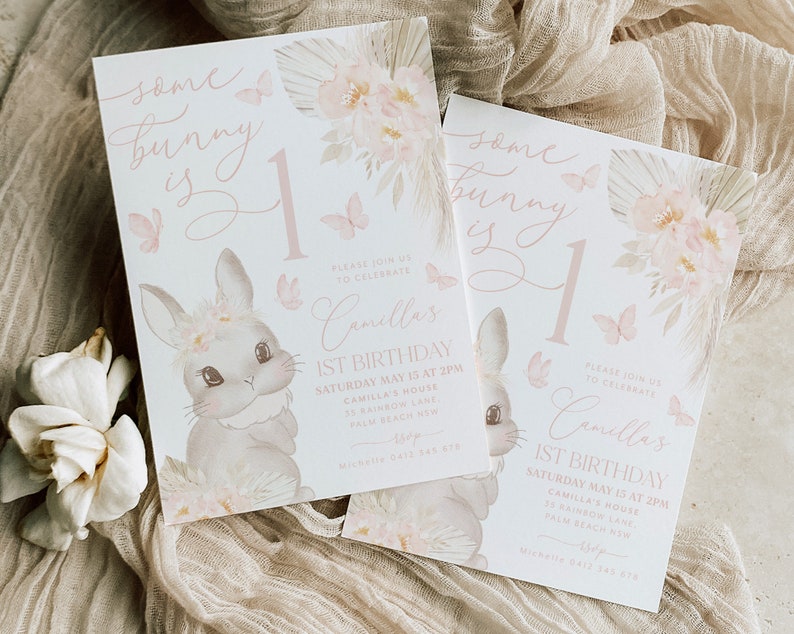 Some Bunny is One Invitation Boho Some Bunny is Turning One - Etsy