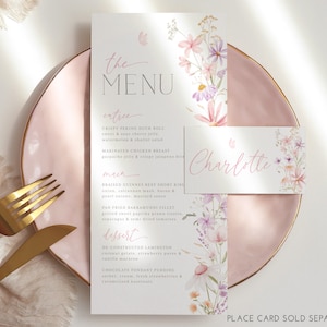 Wildflower Menu Template, Printable Bridal Shower Menu, Flower Menu ...