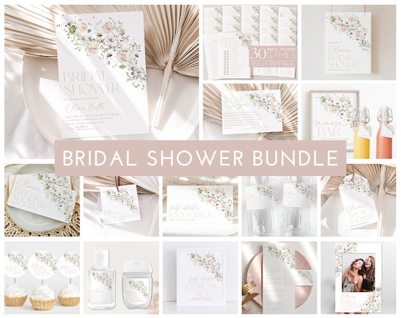 Floral Bridal Shower Invitation Bundle Floral Bridal Shower - Etsy