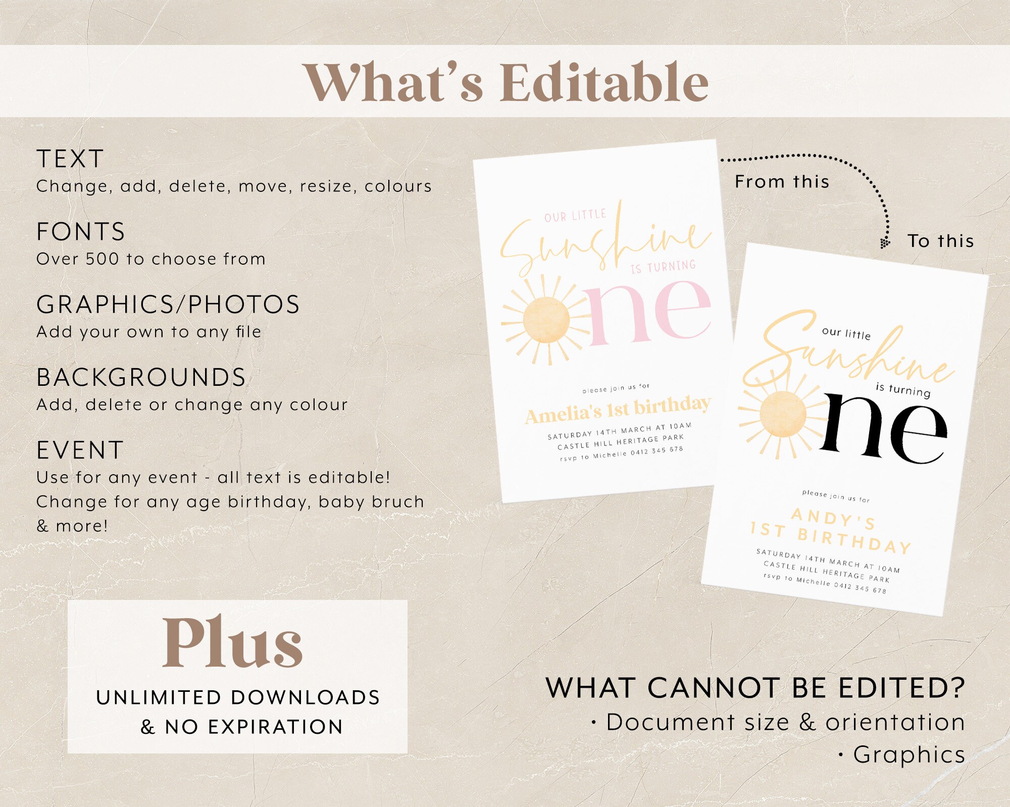 Sun Editable Signs, Custom 8x10 Sign, Printable Sunshine Birthday Sign ...