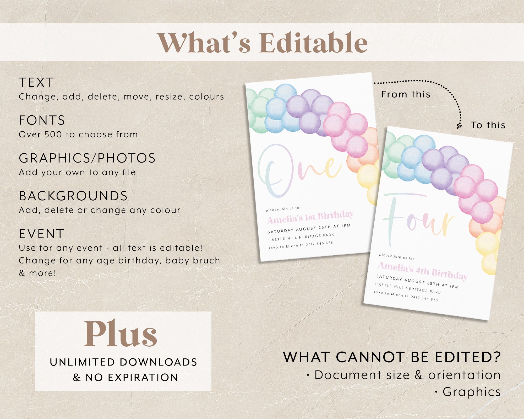 Pastel Rainbow Editable Signs, Custom 8x10 Sign, Printable Birthday ...