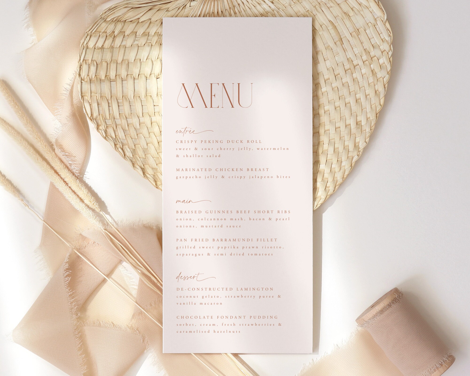 Neutral Menu Template Printable Bridal Shower Menu - Etsy