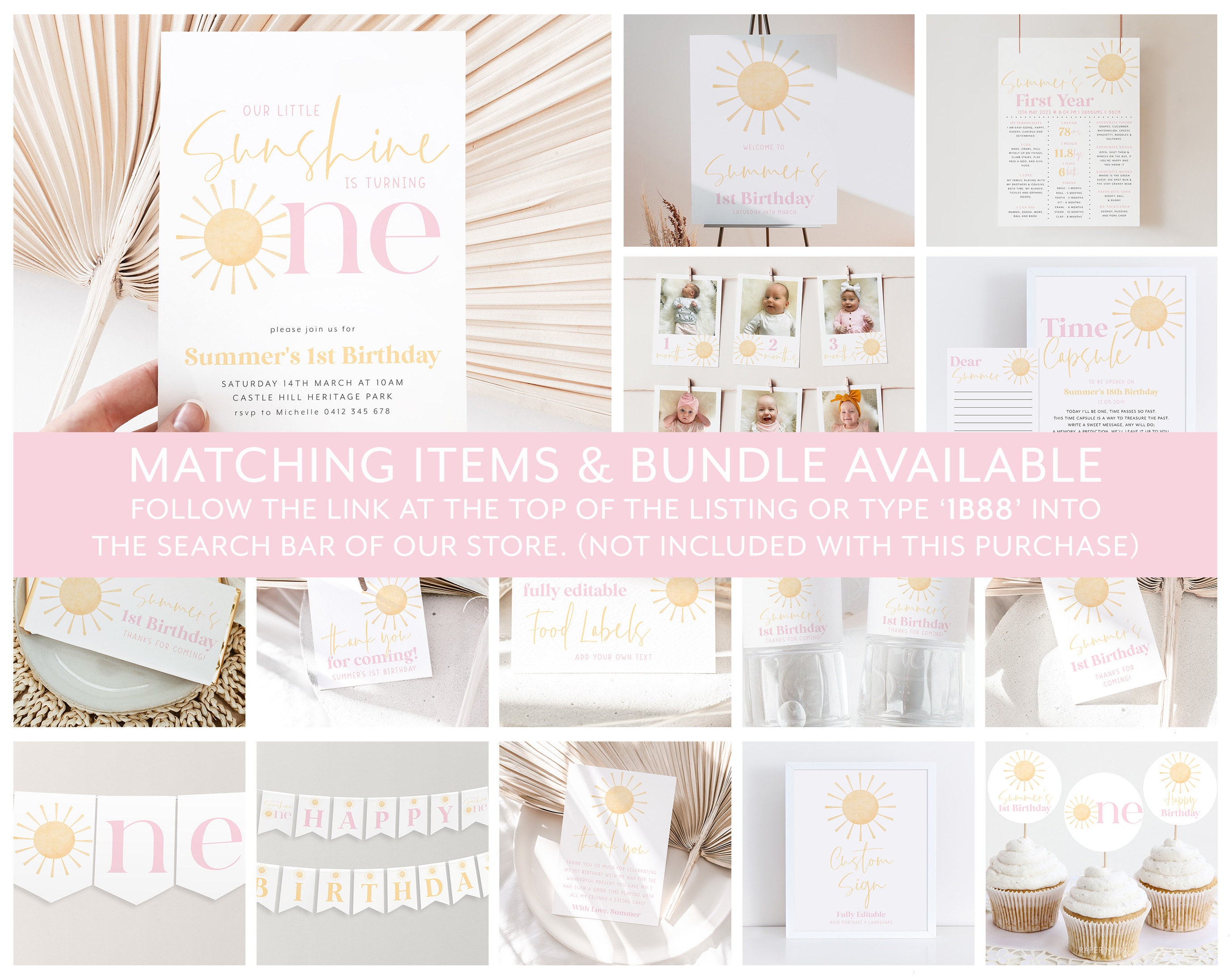 Sun Editable Signs, Custom 8x10 Sign, Printable Sunshine Birthday Sign ...